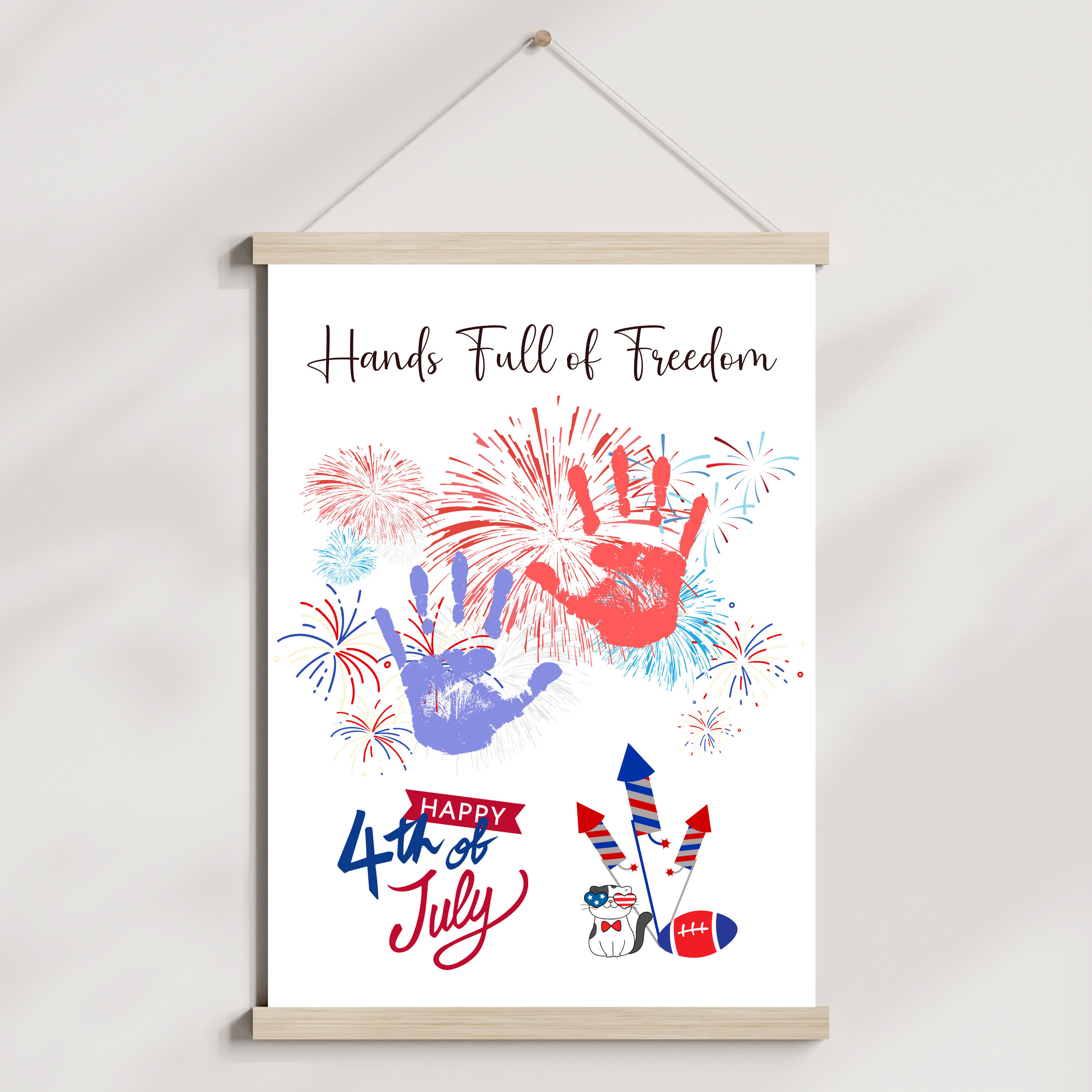 4th of July Fireworks Handprint Art Printable, DIY Craft Activity for ...