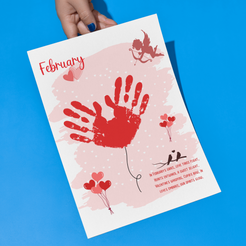 February Handprint Footprint Crafts Printable, DIY Valentines Day Art ...