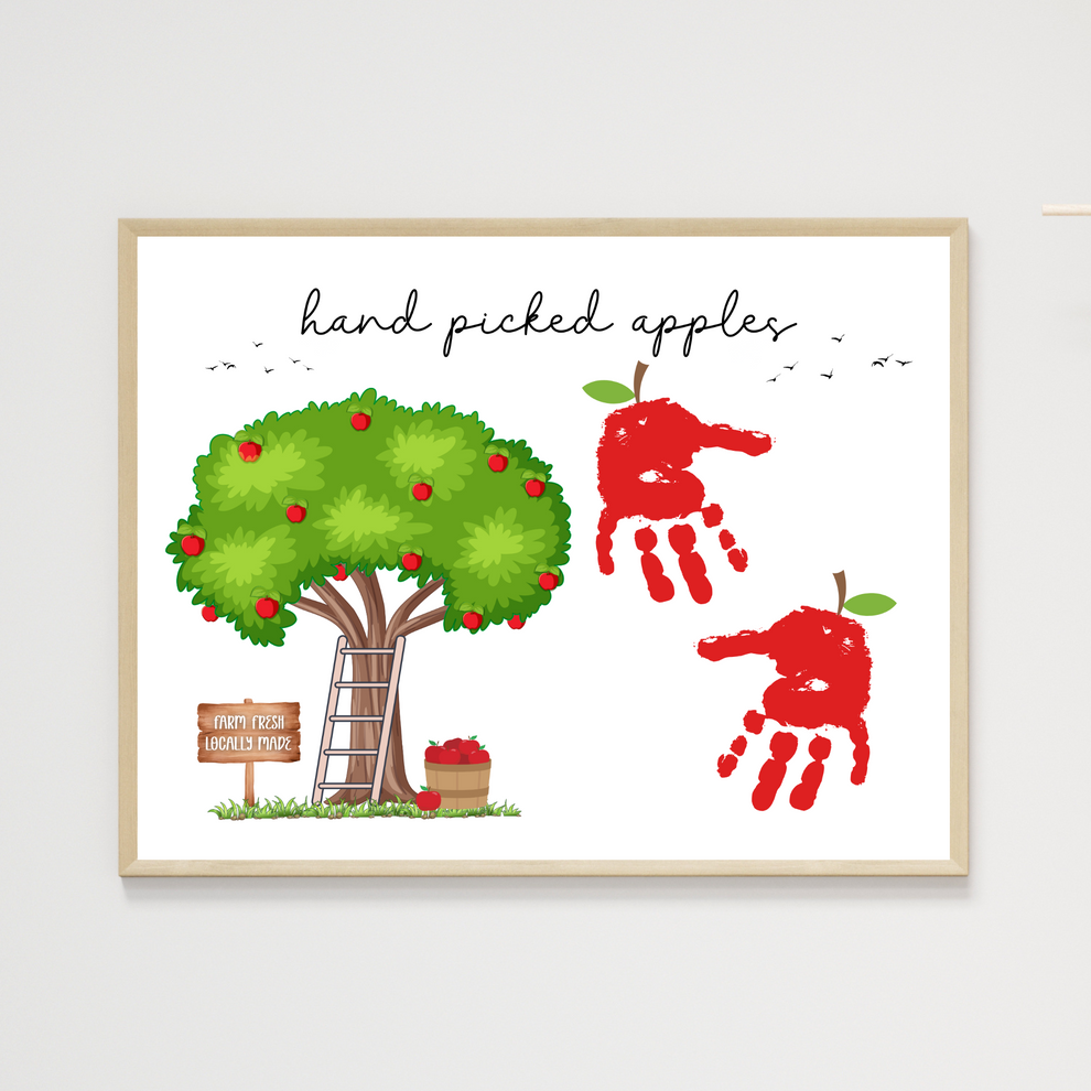 Fall Handprint Craft Printable, Autumn Apples Activity DIY Art for Kid ...