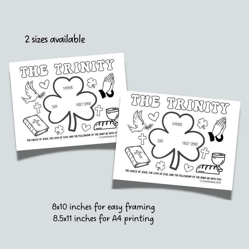 Holy Trinity Christian Coloring Page Printable Kids Activity Jesus Bib ...