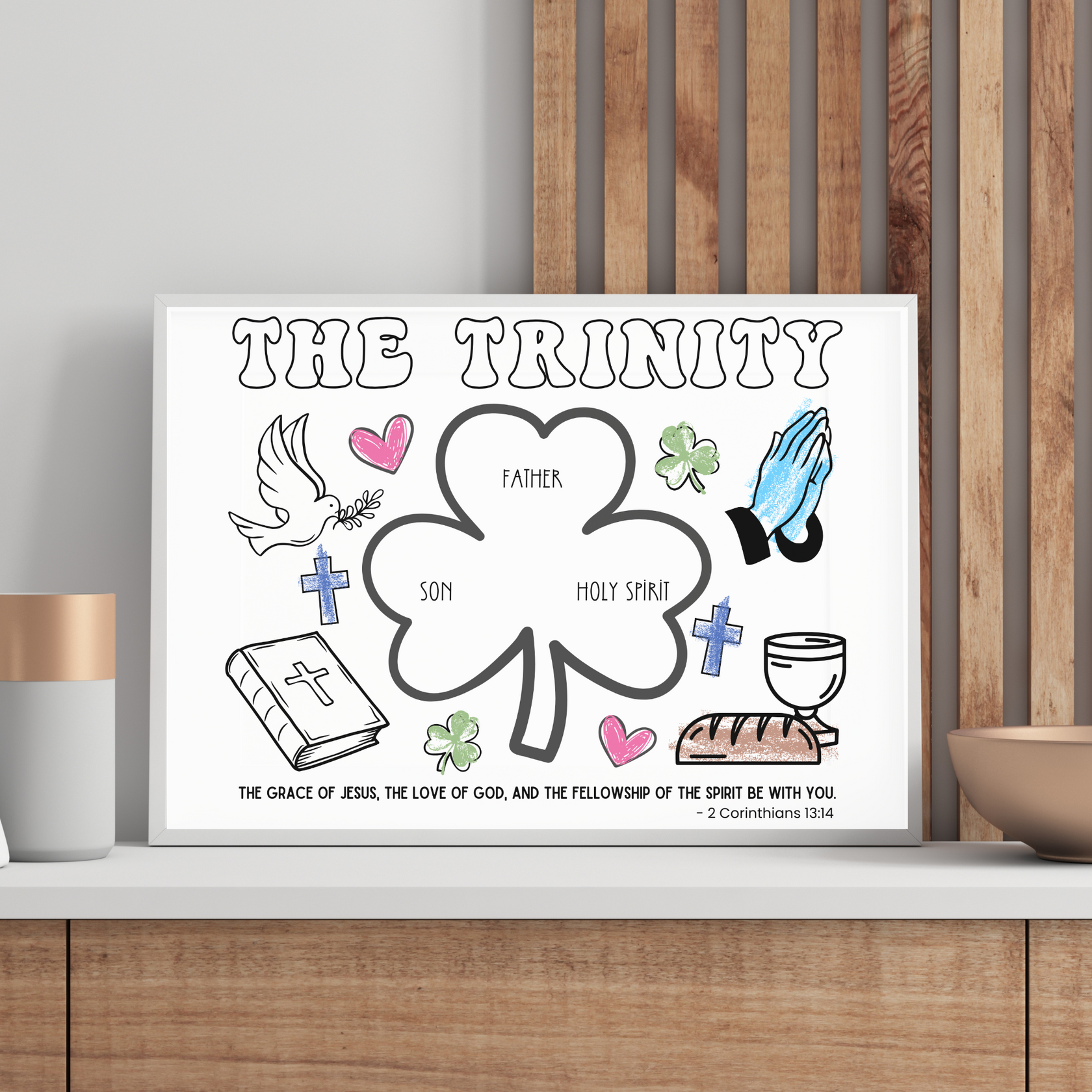 Holy Trinity Christian Coloring Page Printable Kids Activity Jesus Bib ...