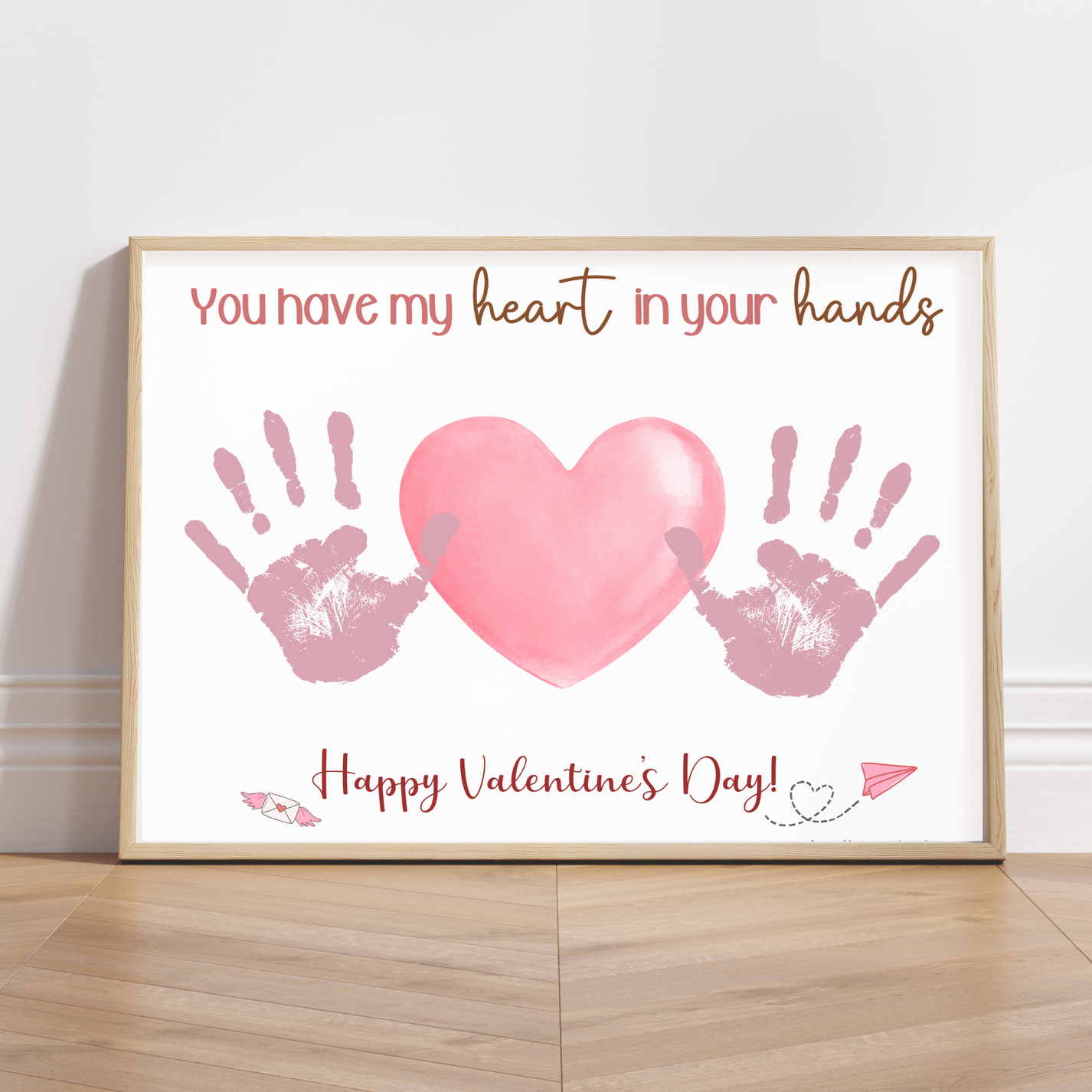 Valentines Handprint Holiday Crafts Printable, DIY Heart Art for Kids ...