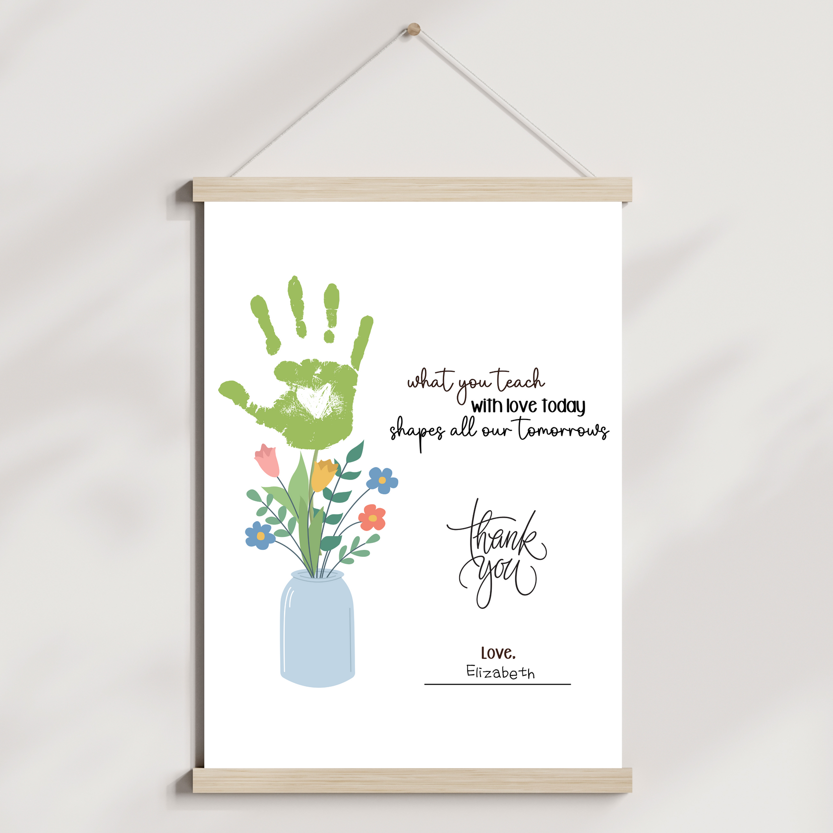 Teacher Appreciation Handprint Craft Kids Printable, DIY Gift Keepsake ...