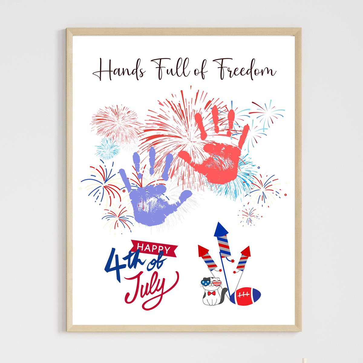 4th of July Fireworks Handprint Art Printable, DIY Craft Activity for ...
