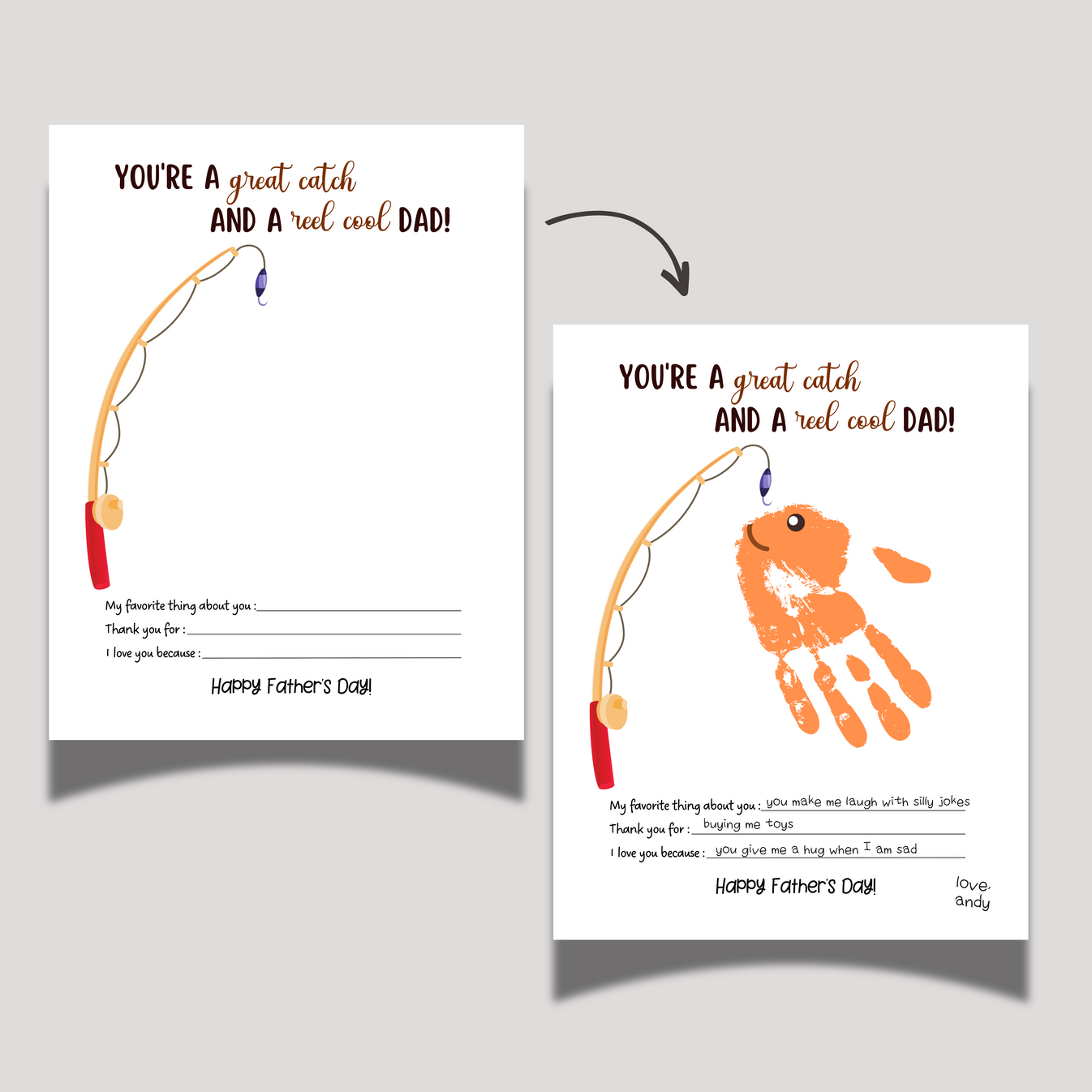 Fathers Day Handprint Craft for Kids Printable, DIY Dad Card Art Perso ...