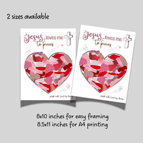 Jesus Loves Me to Pieces Christian Craft Printable, Valentine’s Day Ar ...
