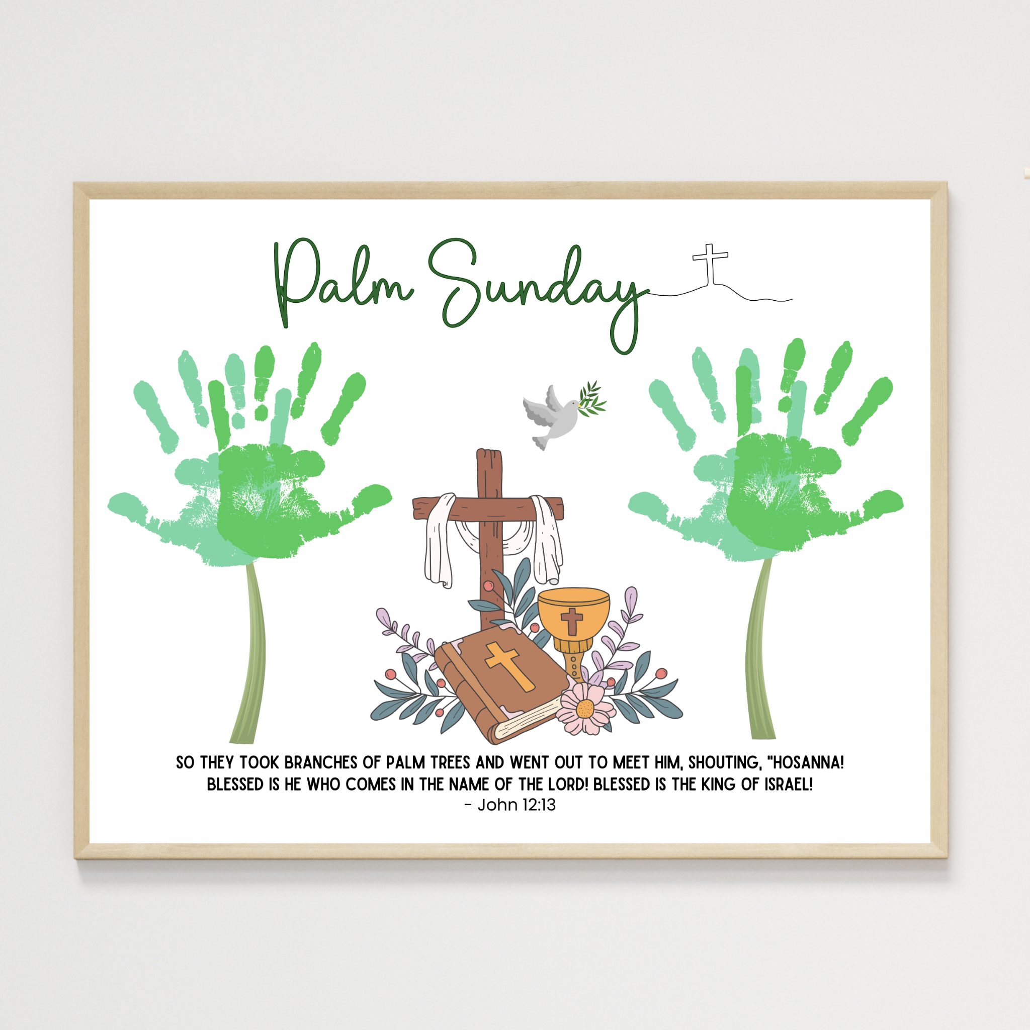 Palm Sunday Easter Handprint Craft Printable, DIY Religious Christian ...