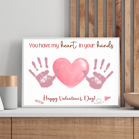 Valentines Handprint Holiday Crafts Printable, DIY Heart Art for Kids ...