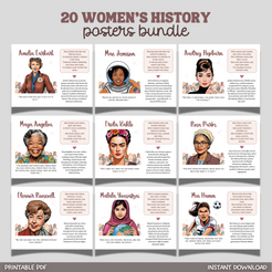 Womens History Poster Set Printable, Inspirational Quote Classroom Mar ...