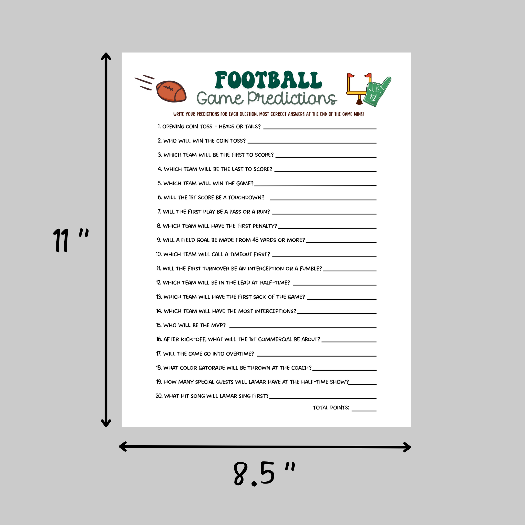Football Party Games Bundle Printable, 2025 The Big Game Super Sunday ...