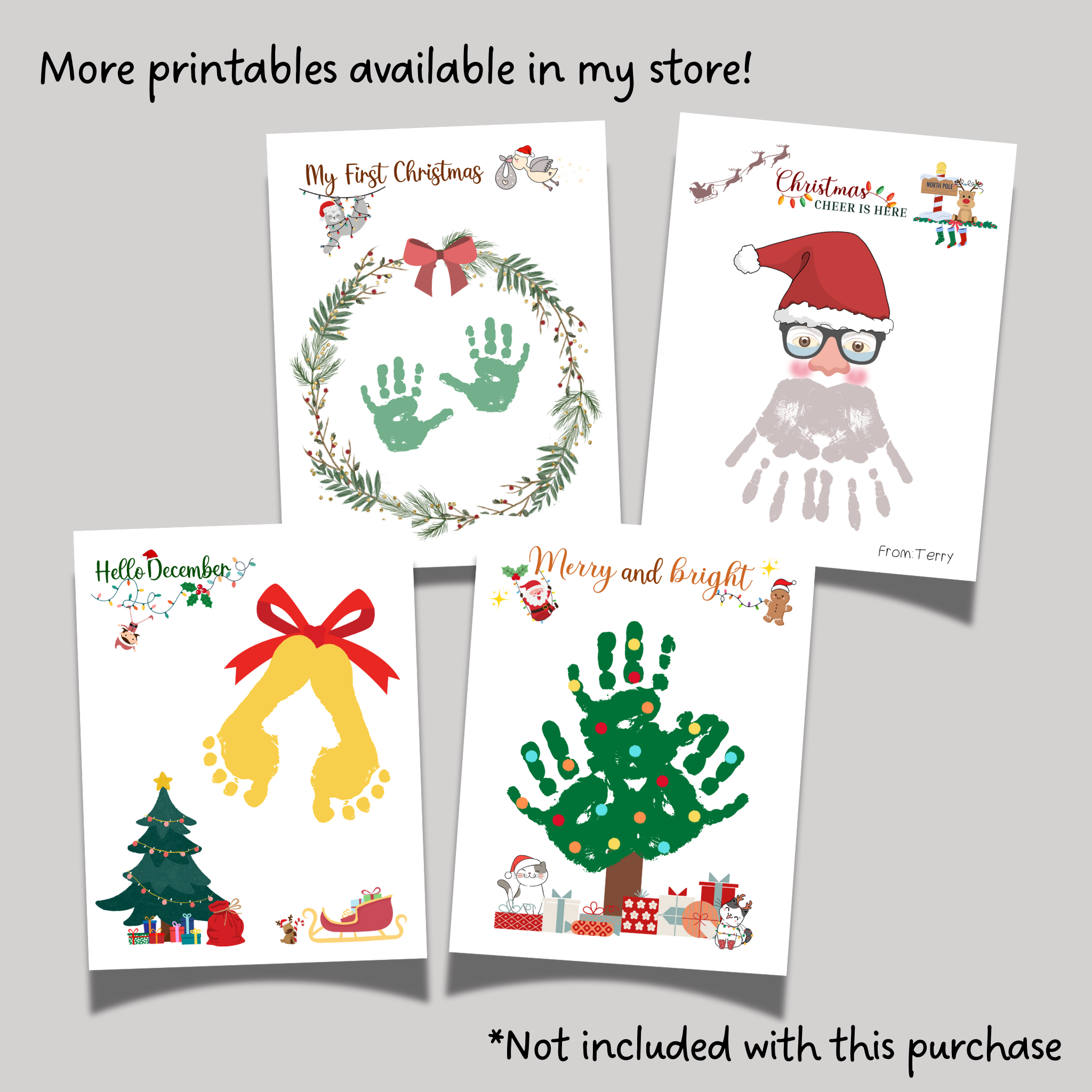 Christmas Handprint Footprint Craft Printable, DIY Holiday Art Activit ...