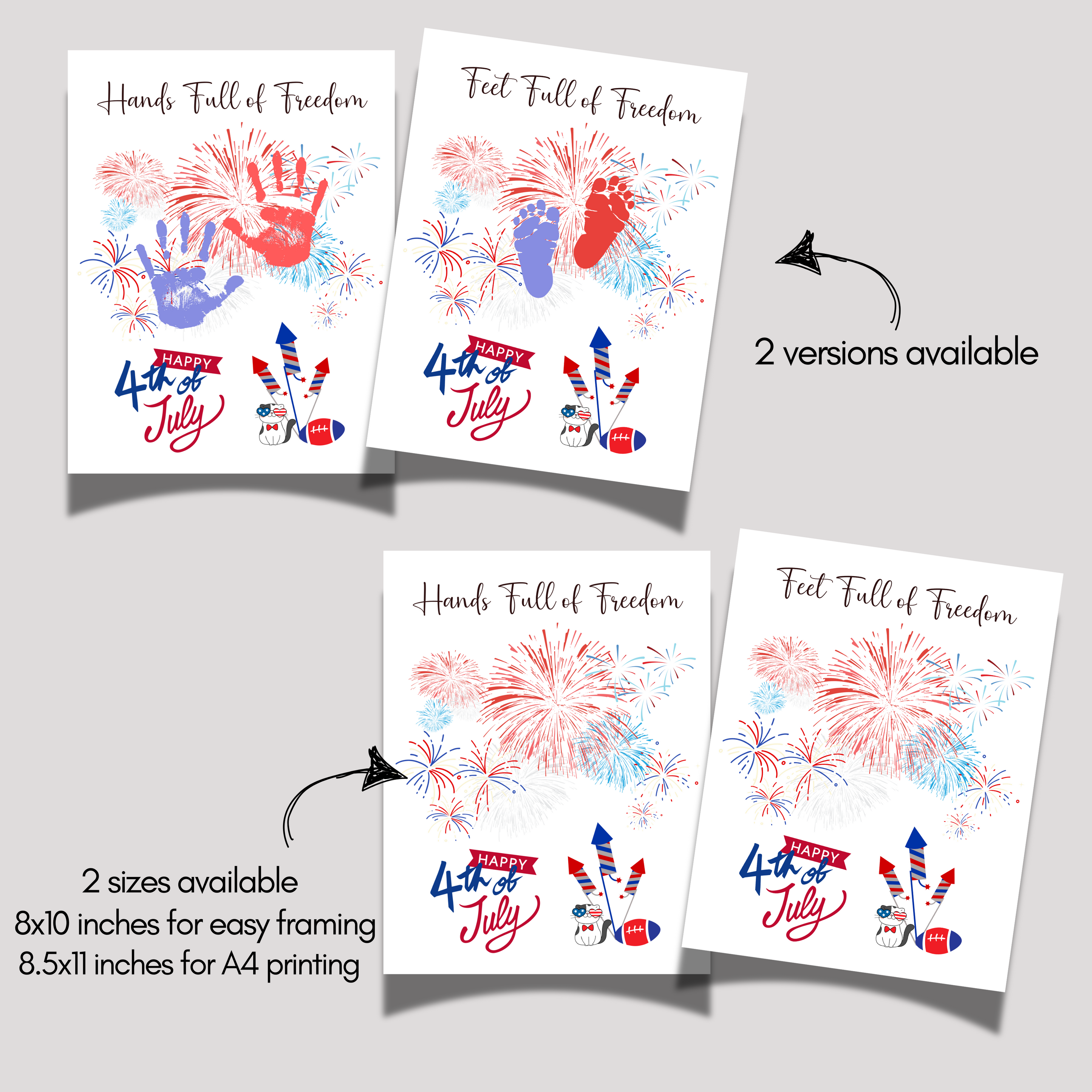 4th of July Fireworks Handprint Art Printable, DIY Craft Activity for ...