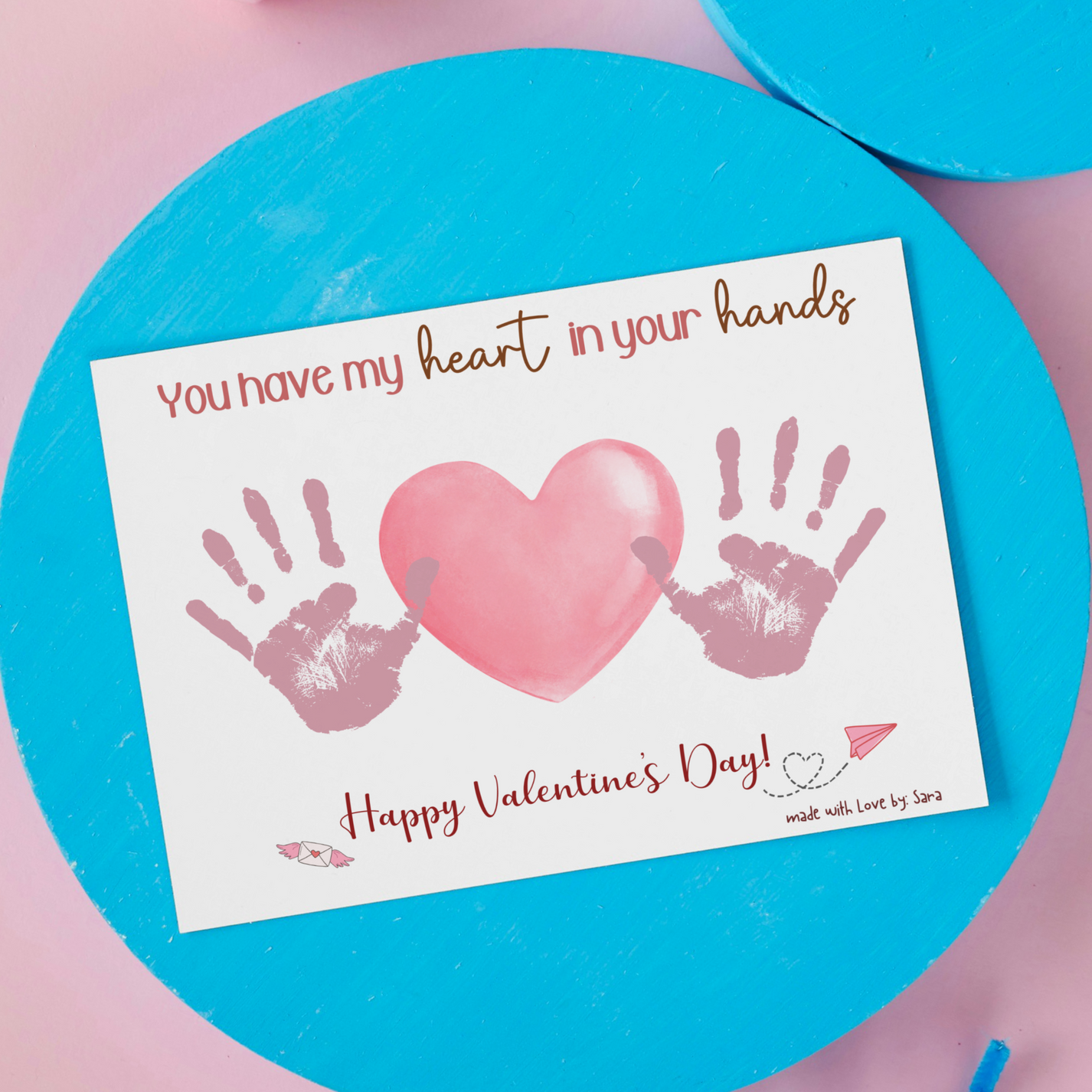 Valentines Handprint Holiday Crafts Printable, DIY Heart Art for Kids ...