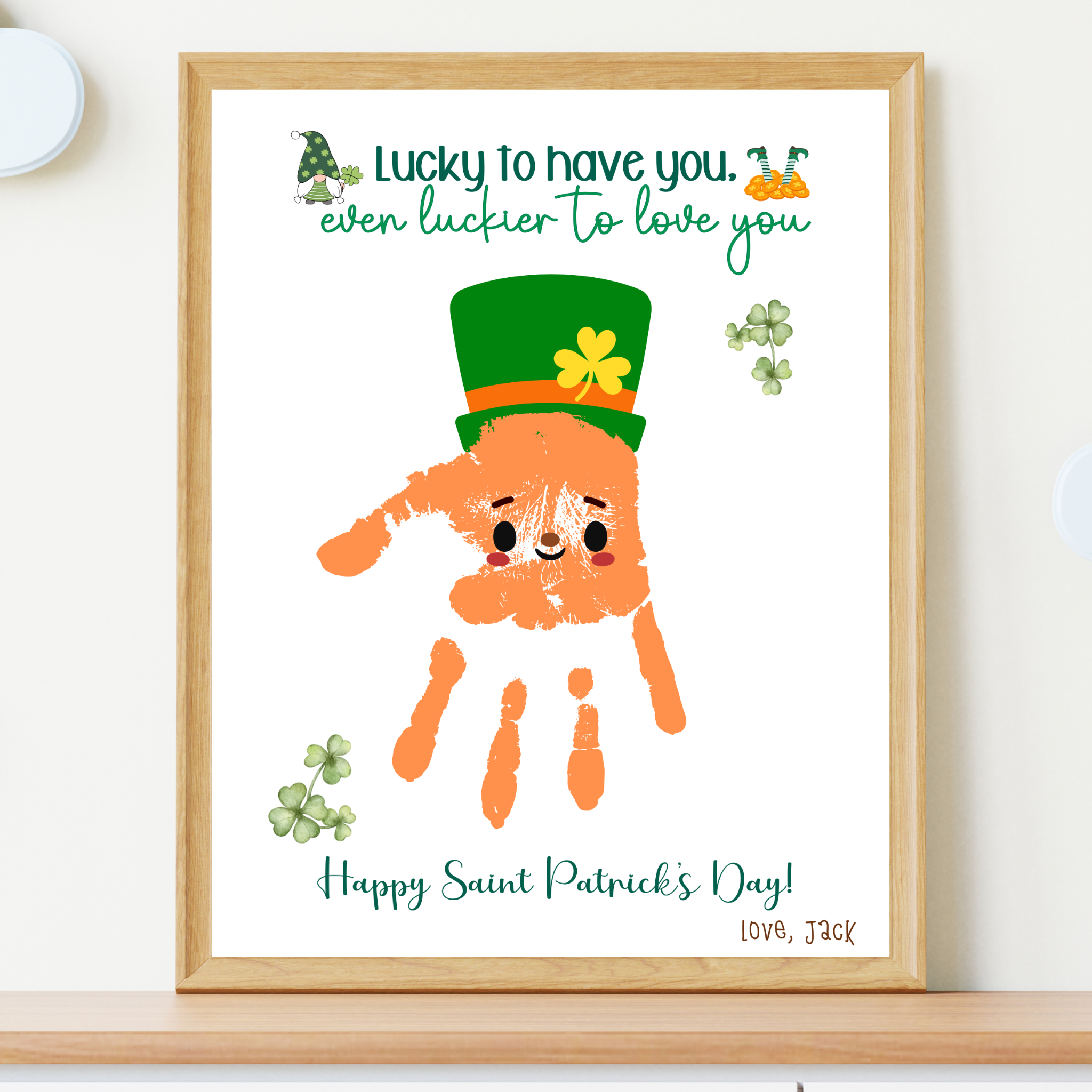 St Patricks Day Leprechaun Handprint Craft Printable, DIY Art Activity ...
