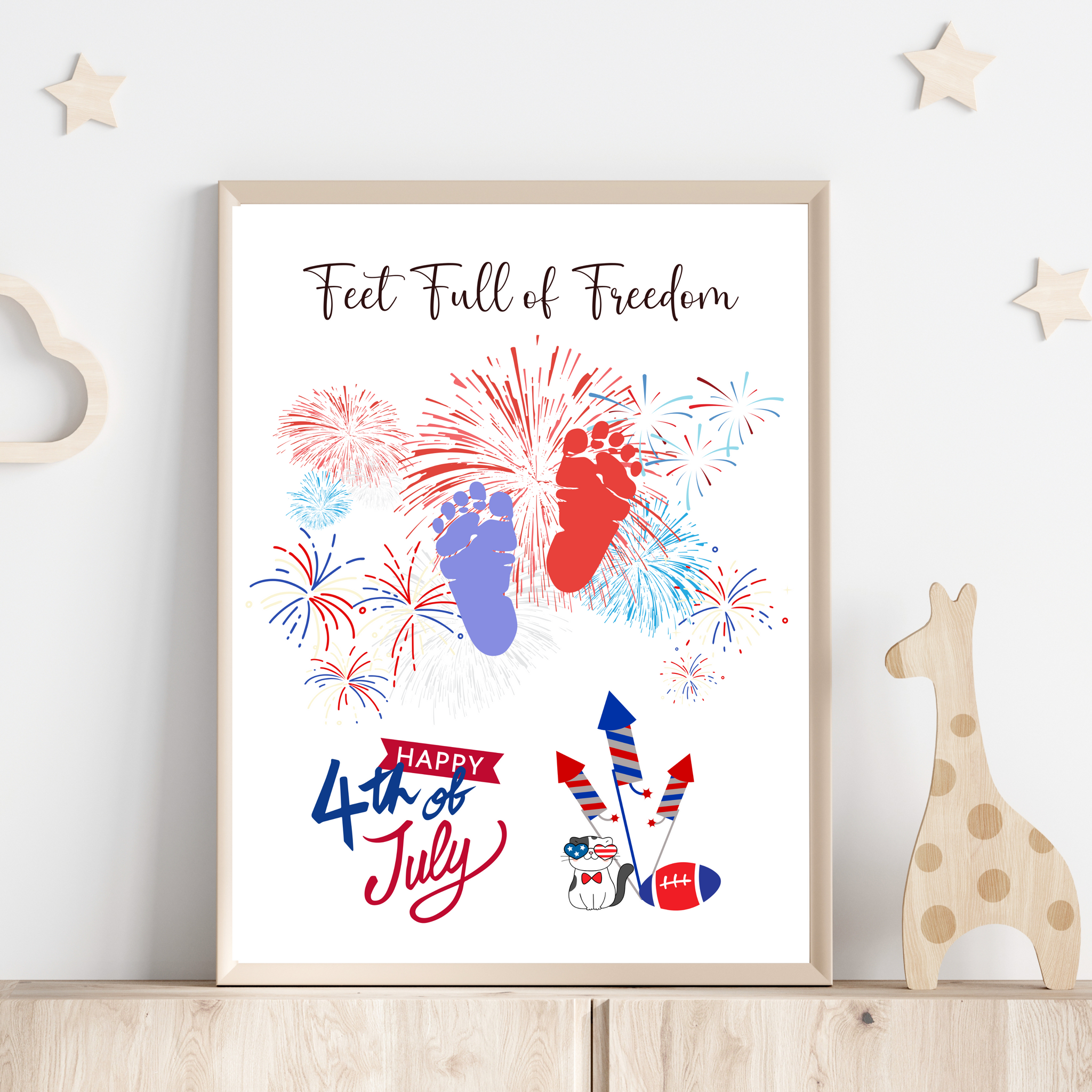 4th of July Fireworks Handprint Art Printable, DIY Craft Activity for ...