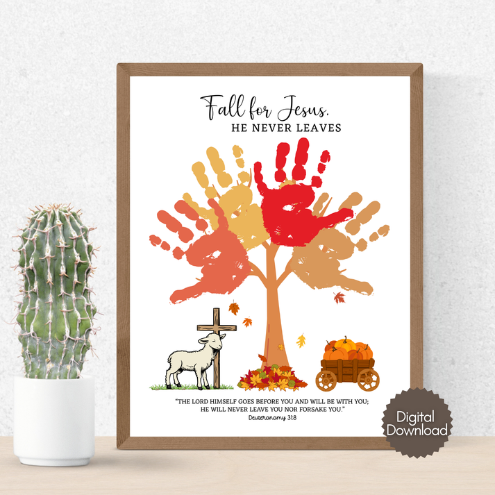 Fall For Jesus Christian Handprint Craft Art Printable for Kids ...