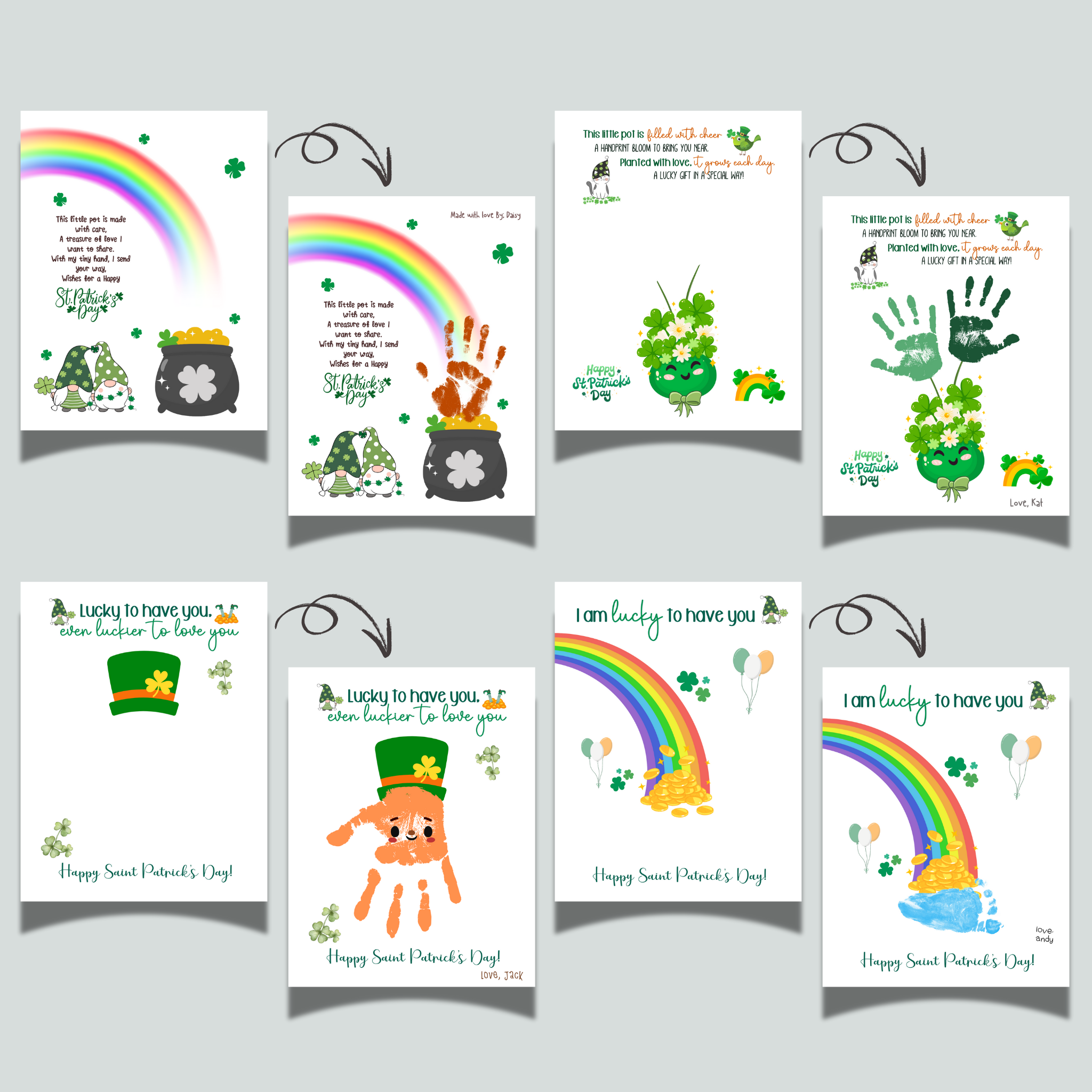 St Patricks Day Handprint Footprint Crafts Printable, DIY March Gift A ...