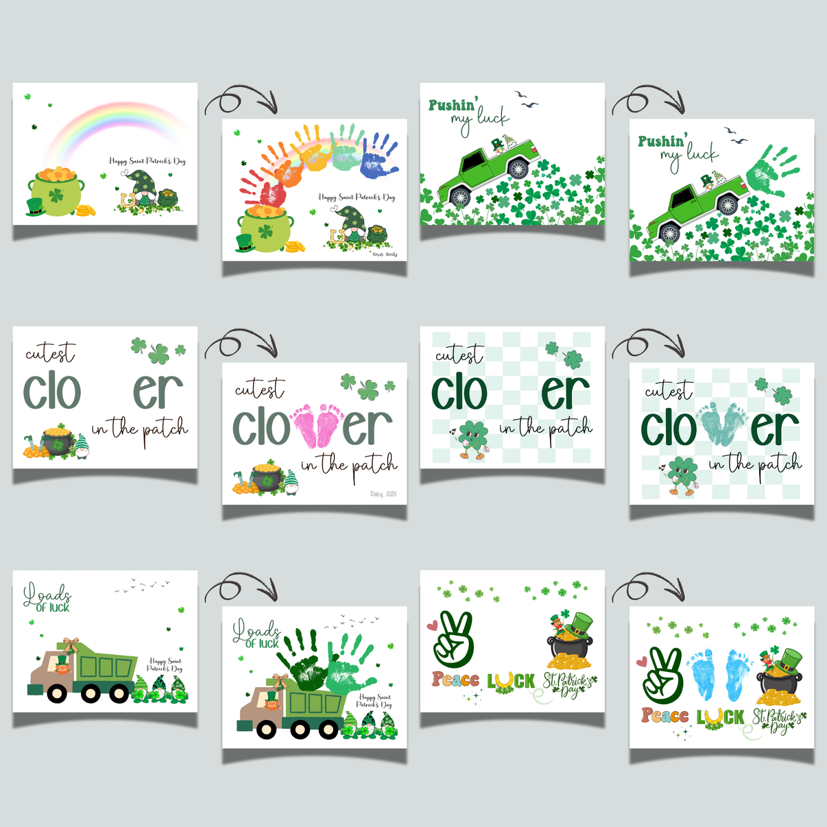 St Patricks Day Handprint Footprint Crafts Printable, DIY March Gift A ...