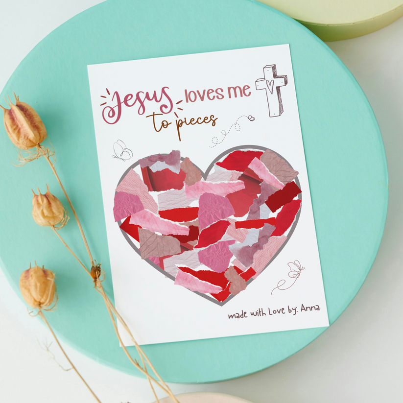 Jesus Loves Me to Pieces Christian Craft Printable, Valentine’s Day Ar ...