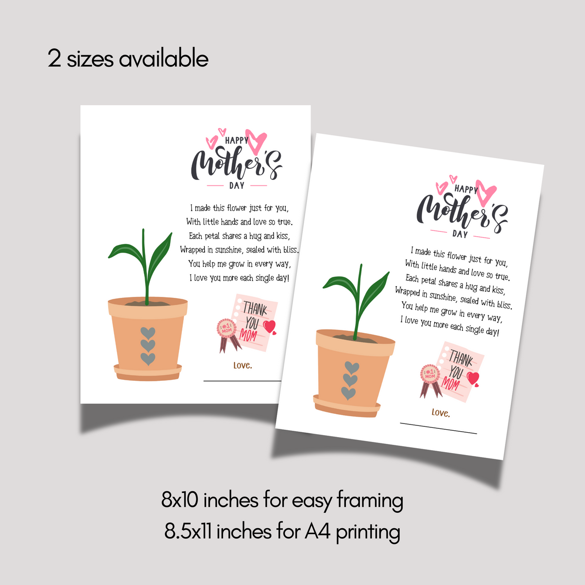 Mothers Day Handprint Flower Poem Craft for Kids Printable, Card Art K ...
