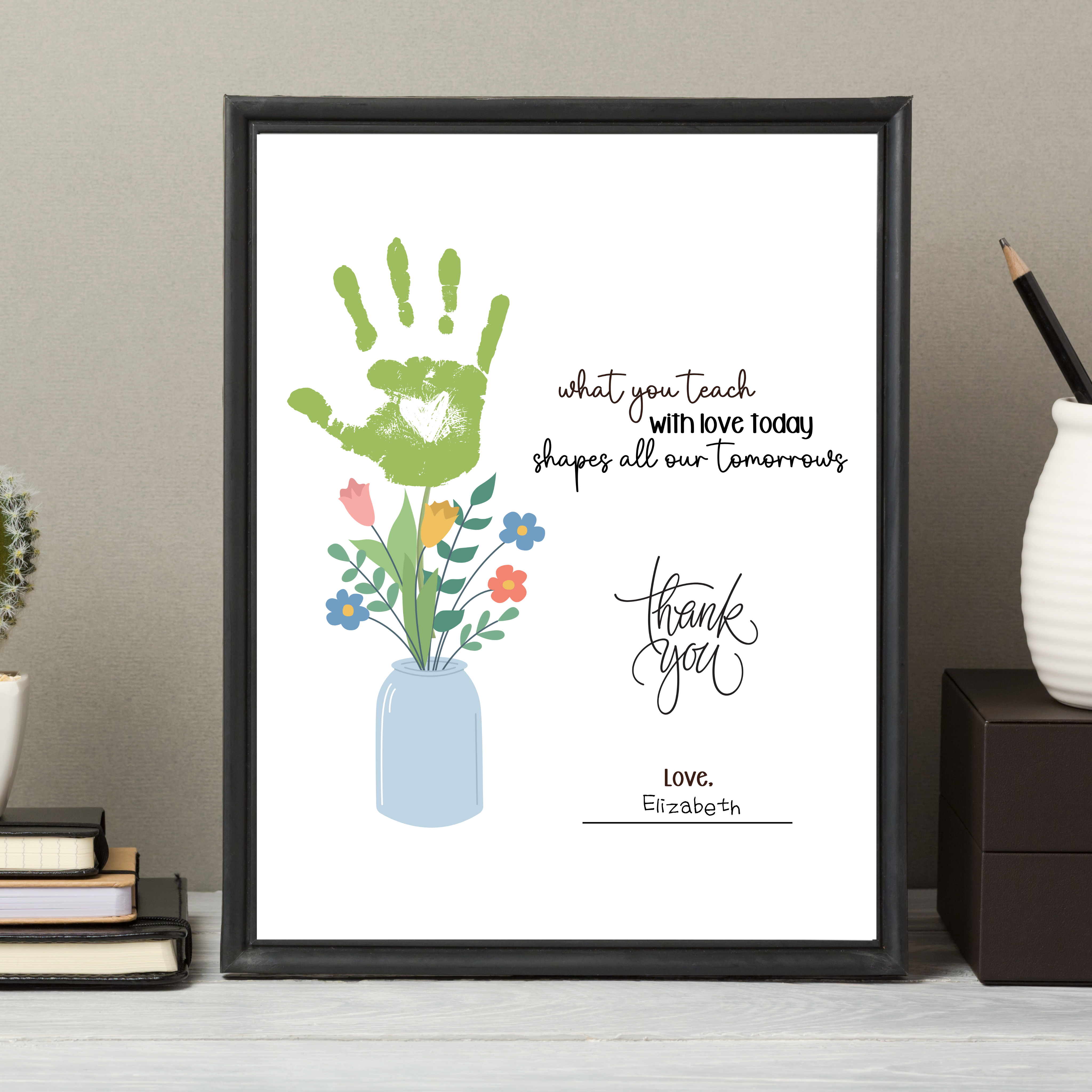 Teacher Appreciation Handprint Craft Kids Printable, DIY Gift Keepsake ...