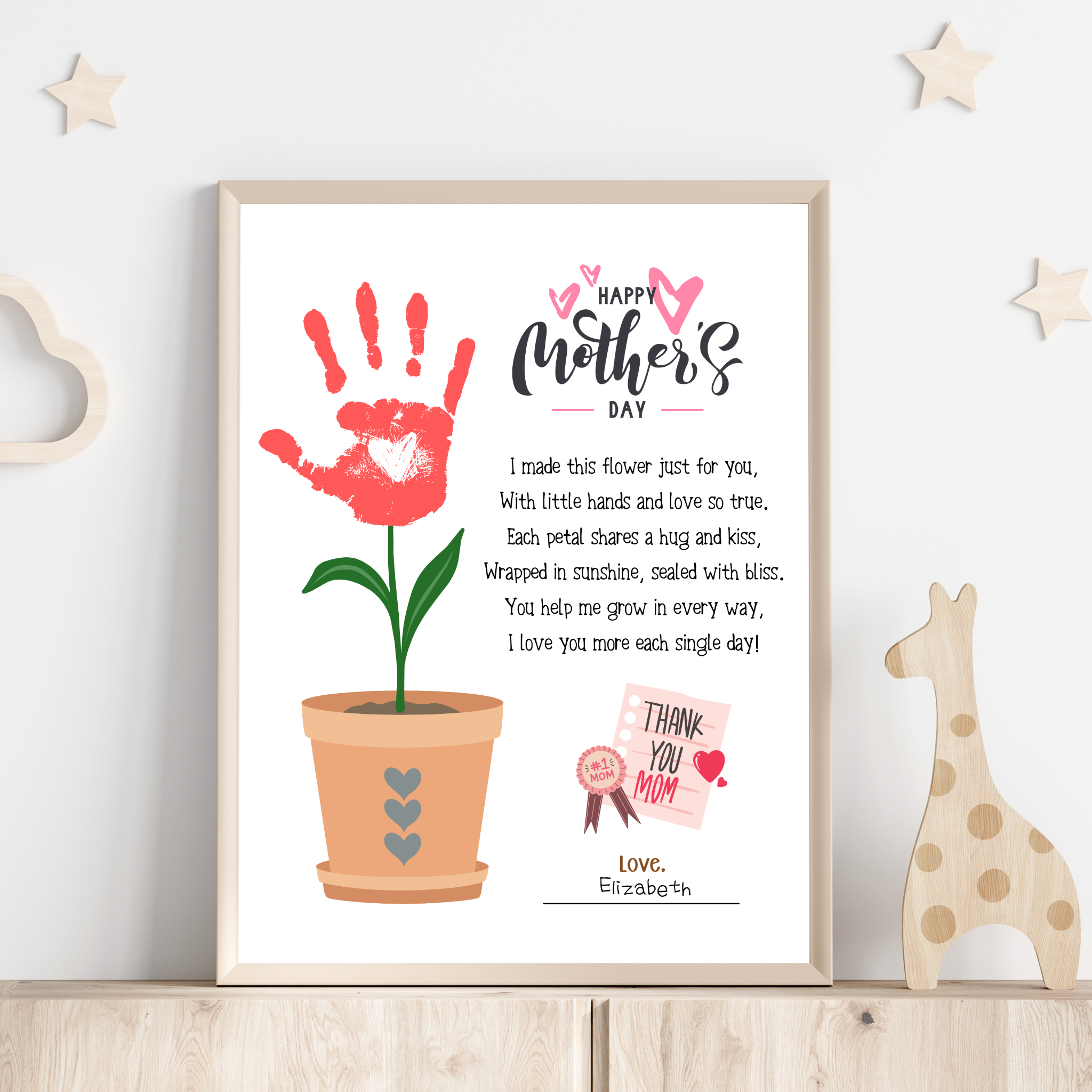 Mothers Day Handprint Flower Poem Craft for Kids Printable, Card Art K ...