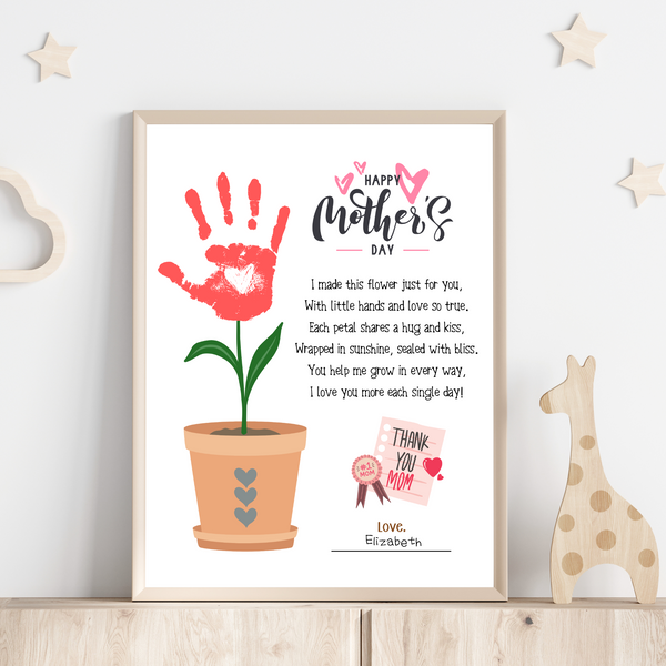 Mothers Day Handprint Flower Poem Craft for Kids Printable, Card Art K ...