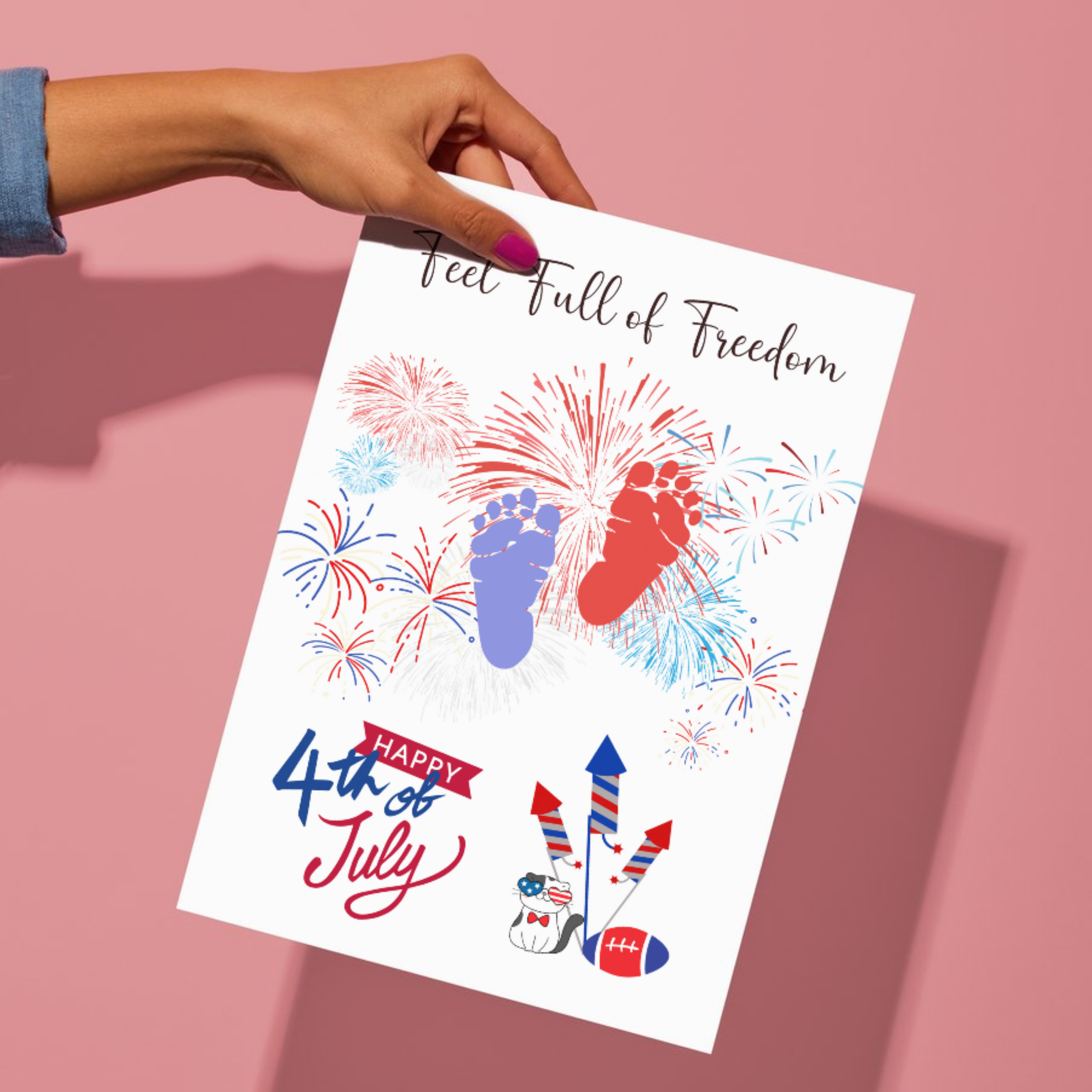 4th of July Fireworks Handprint Art Printable, DIY Craft Activity for ...