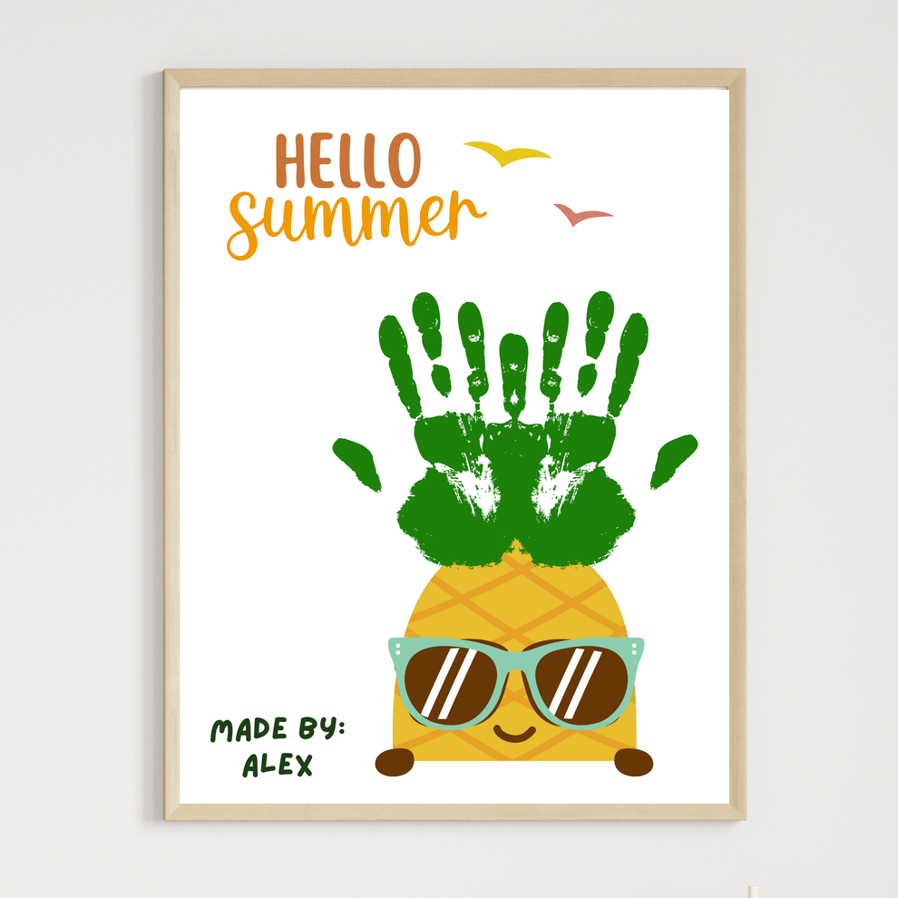 Pineapple Summer Handprint Craft Printable, DIY Art Project for Kids A ...