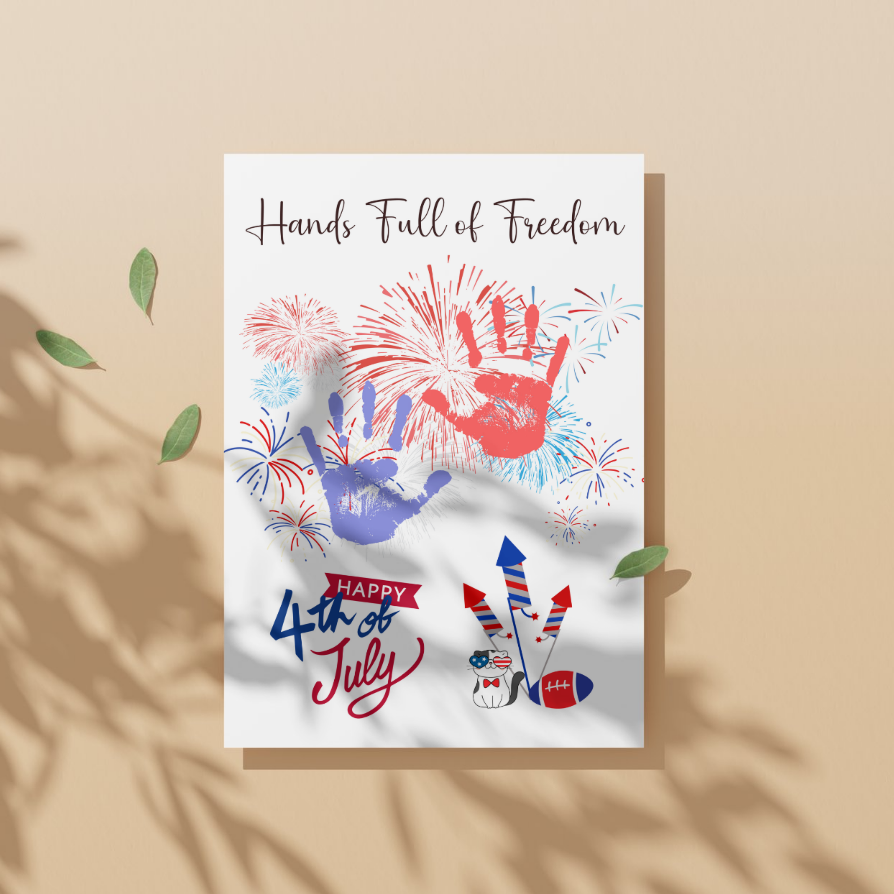 4th of July Fireworks Handprint Art Printable, DIY Craft Activity for ...
