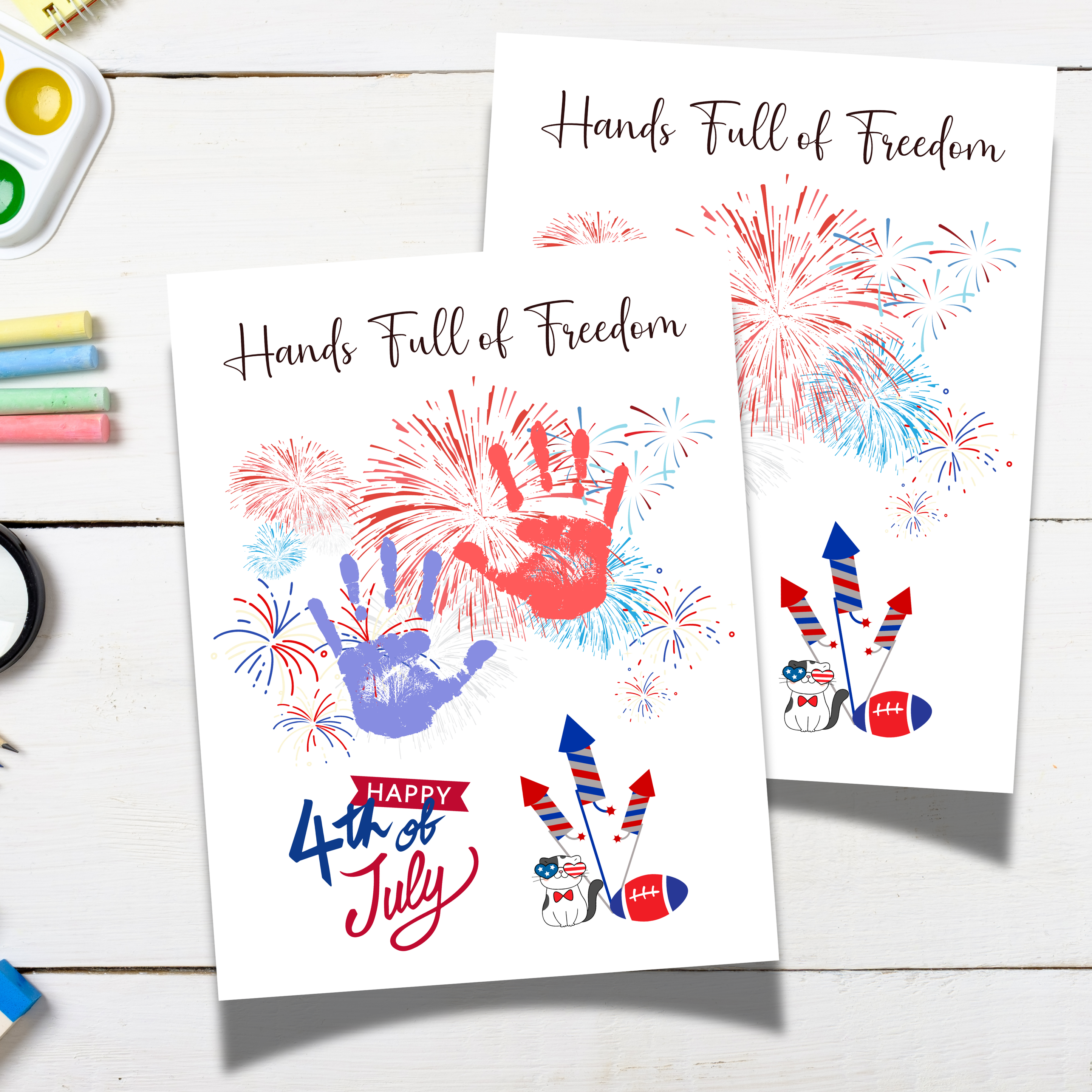 4th of July Fireworks Handprint Art Printable, DIY Craft Activity for ...