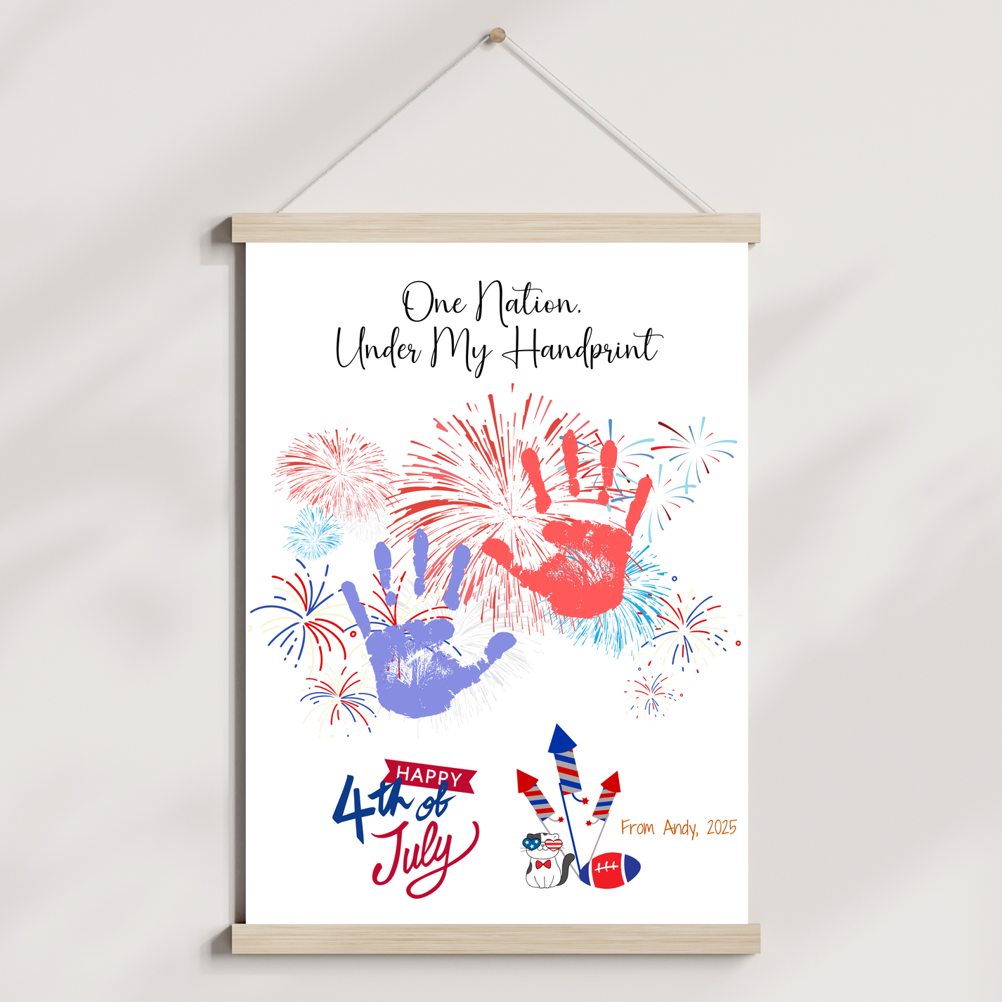 Fourth of July Fireworks Handprint Craft Printable, DIY Art Keepsake f ...