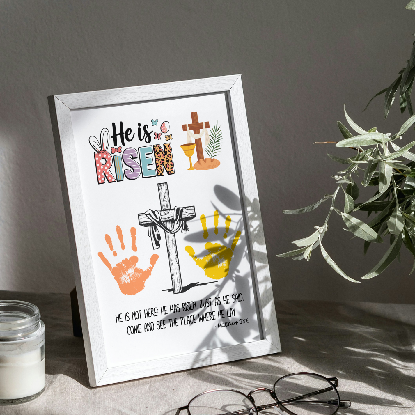 Jesus Is Risen Christian Easter Handprint Craft Printable, Resurrectio ...