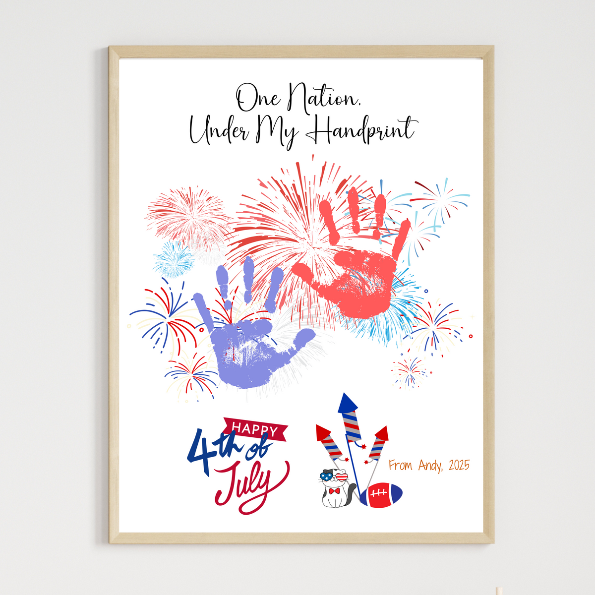 Fourth of July Fireworks Handprint Craft Printable, DIY Art Keepsake f ...
