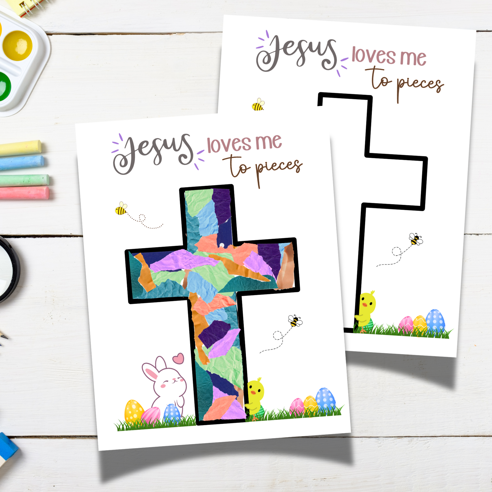 Religious Christian Craft for Kids Printable, Easter Cross Torn Paper ...