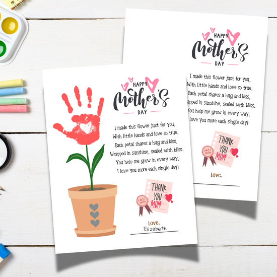 Mothers Day Handprint Flower Poem Craft for Kids Printable, Card Art K ...