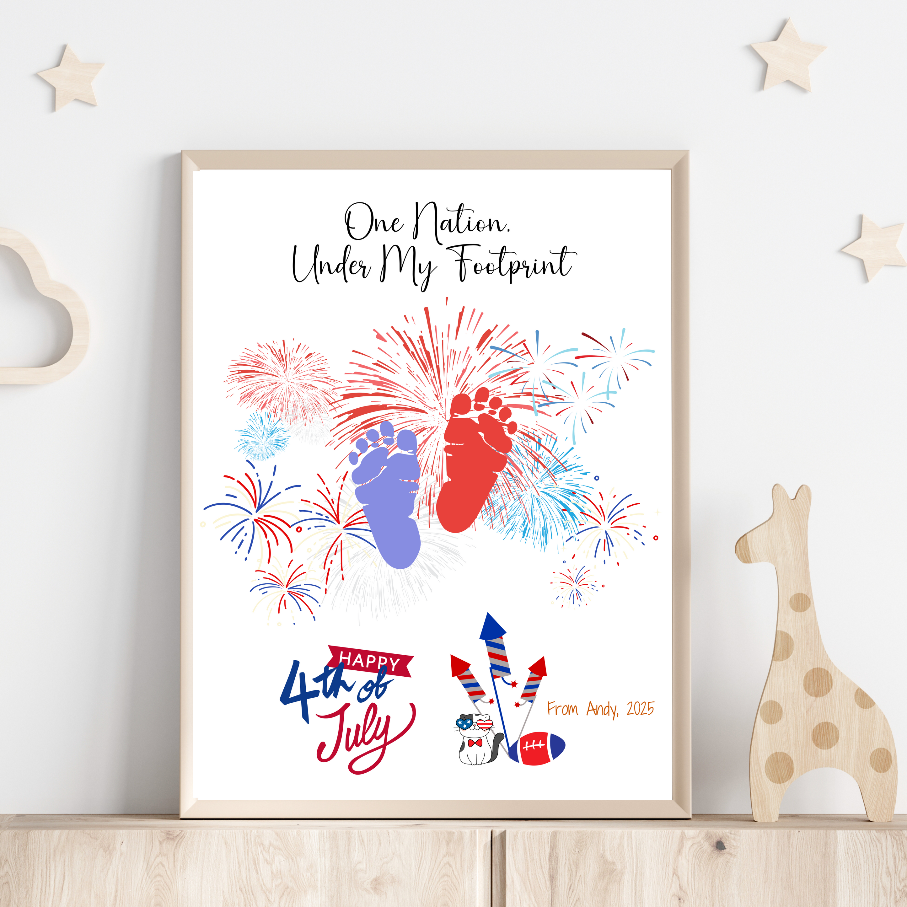Fourth of July Fireworks Handprint Craft Printable, DIY Art Keepsake f ...