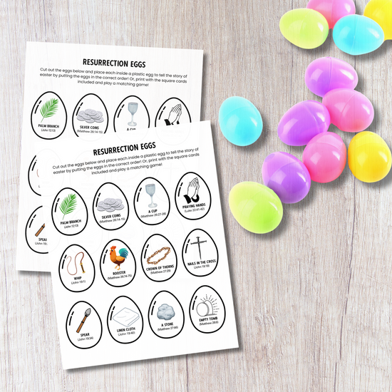 Easter Story Resurrection Eggs Printable For Kids, Holy Week Cards Sca ...
