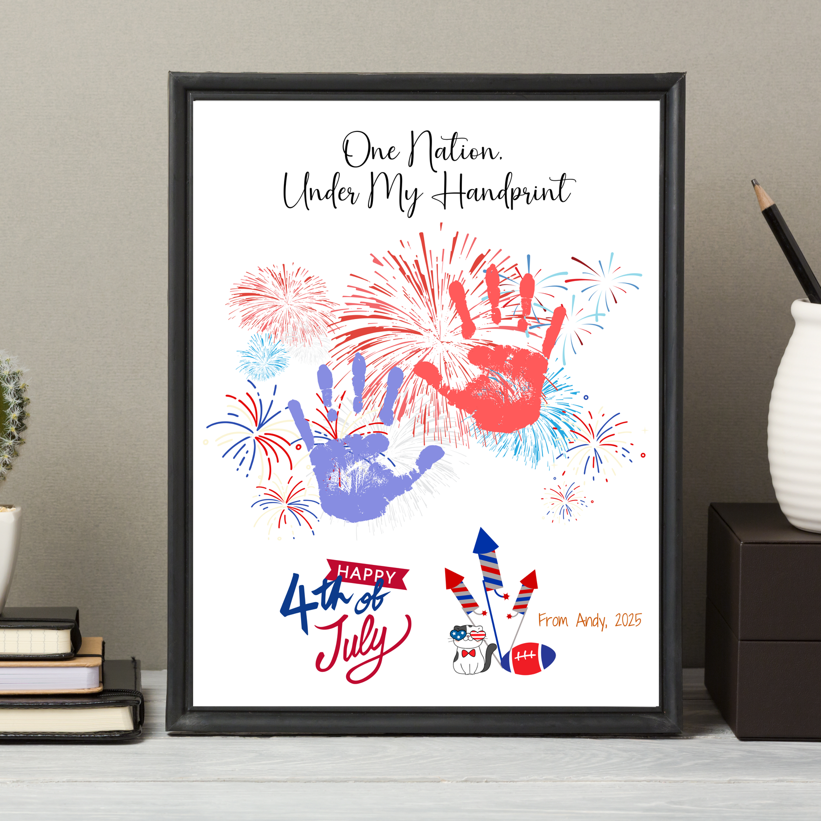 Fourth of July Fireworks Handprint Craft Printable, DIY Art Keepsake f ...