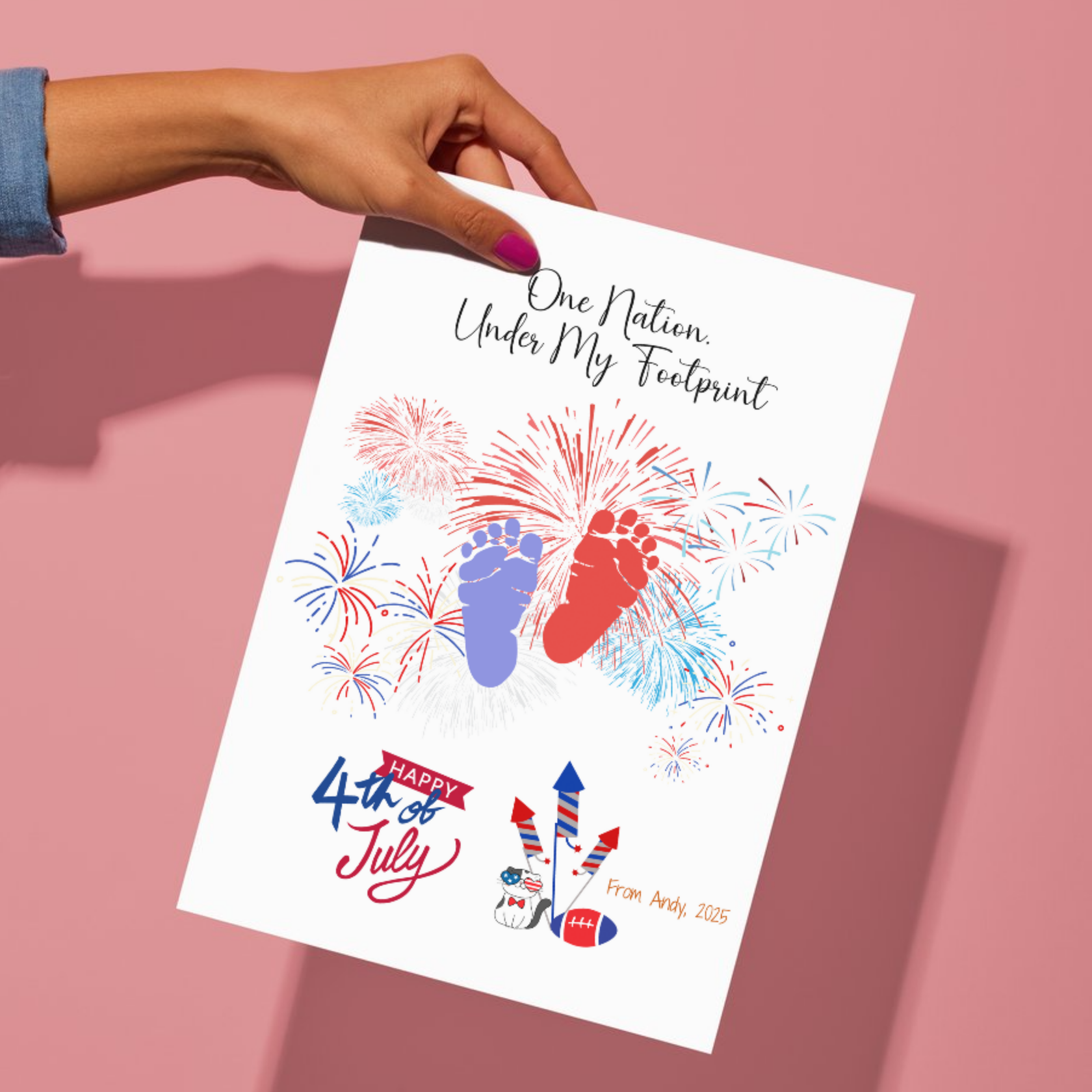 Fourth of July Fireworks Handprint Craft Printable, DIY Art Keepsake f ...