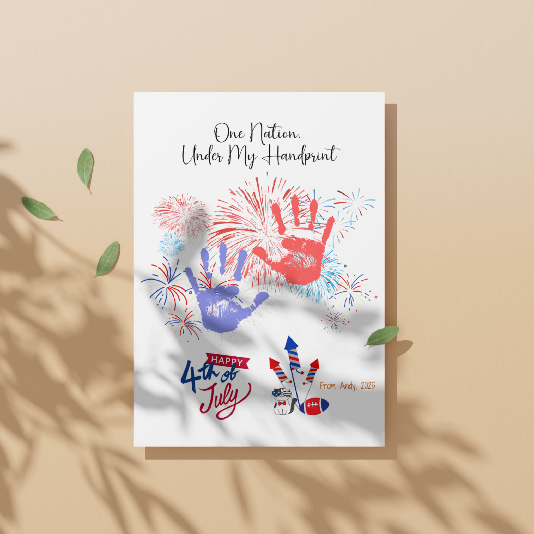 Fourth of July Fireworks Handprint Craft Printable, DIY Art Keepsake f ...