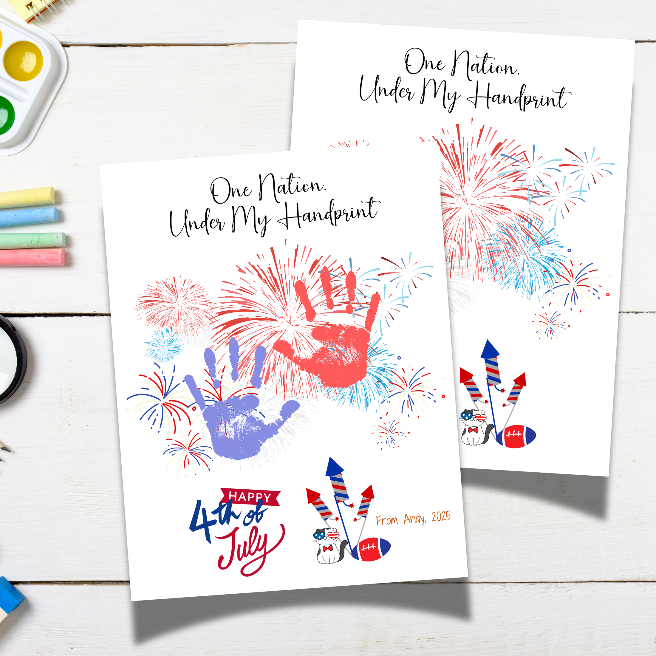 Fourth of July Fireworks Handprint Craft Printable, DIY Art Keepsake f ...