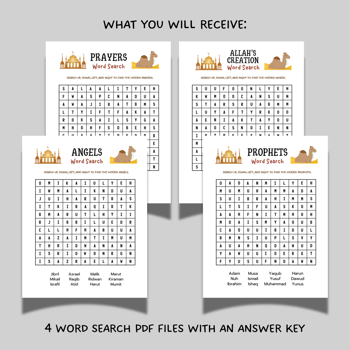 Islamic Word Search Printable Activity for Kids, Educational Games Wor ...