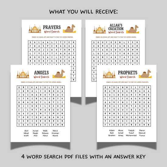 Islamic Word Search Printable Activity for Kids, Educational Games Wor ...
