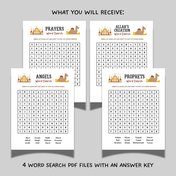 Islamic Word Search Printable Activity for Kids, Educational Games Wor ...