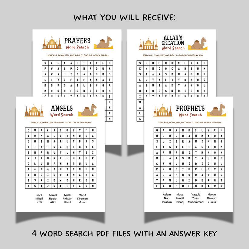 Islamic Word Search Printable Activity for Kids, Educational Games Wor ...