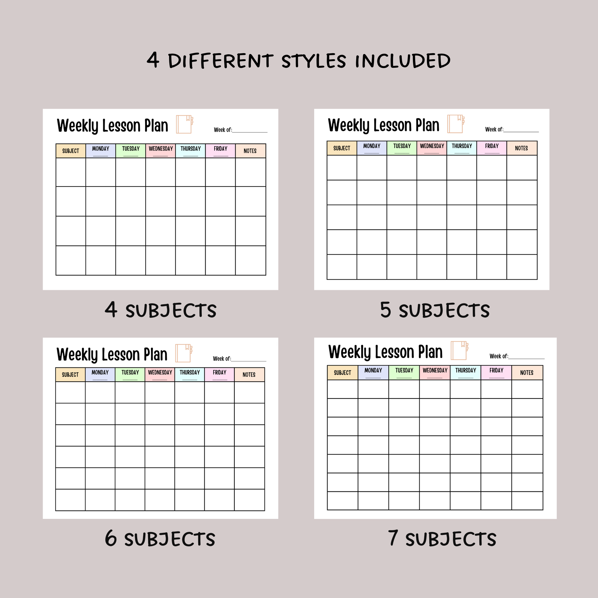 Weekly Lesson Plan Printable, Editable School Planner Schedule ...