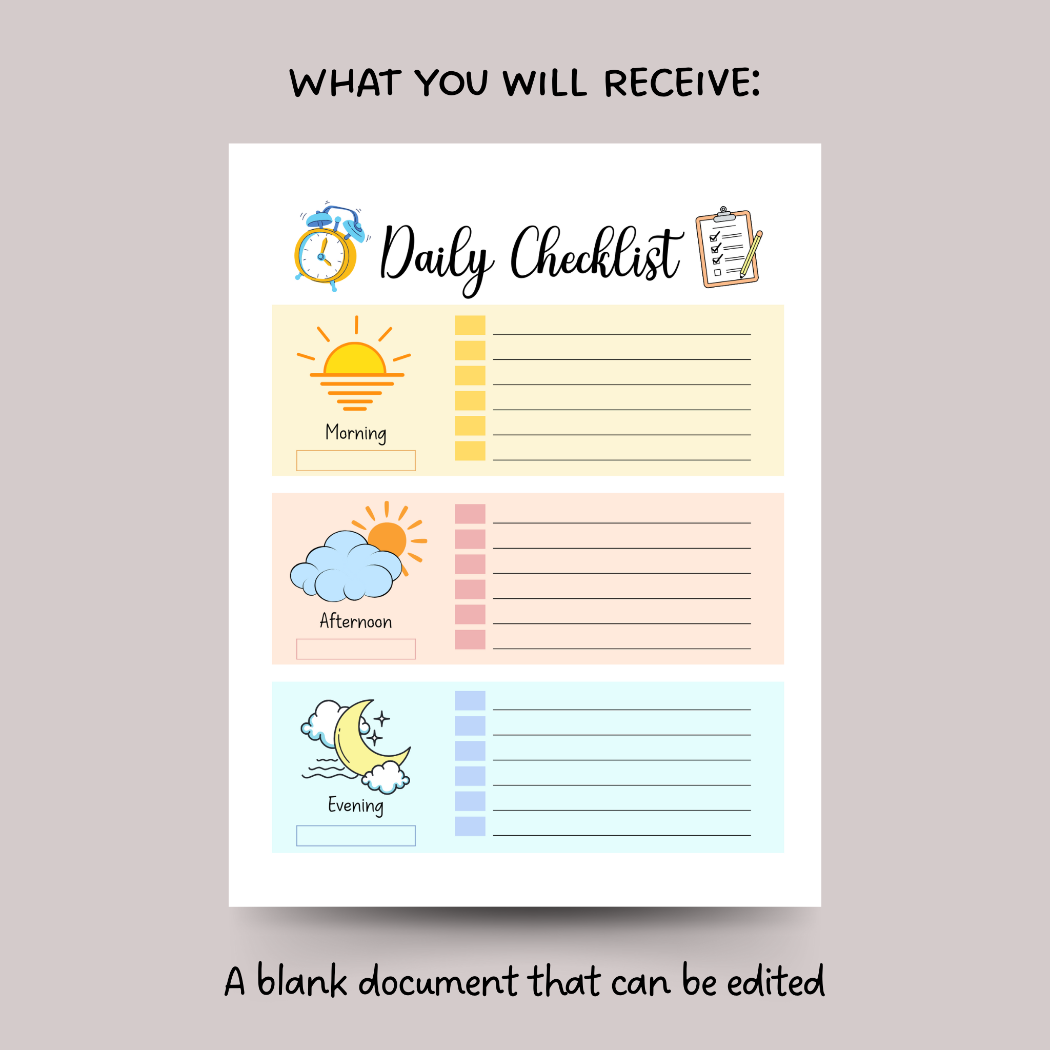 Kids Daily Checklist Printable, Editable Chore Chart, Daily Routine Sc ...