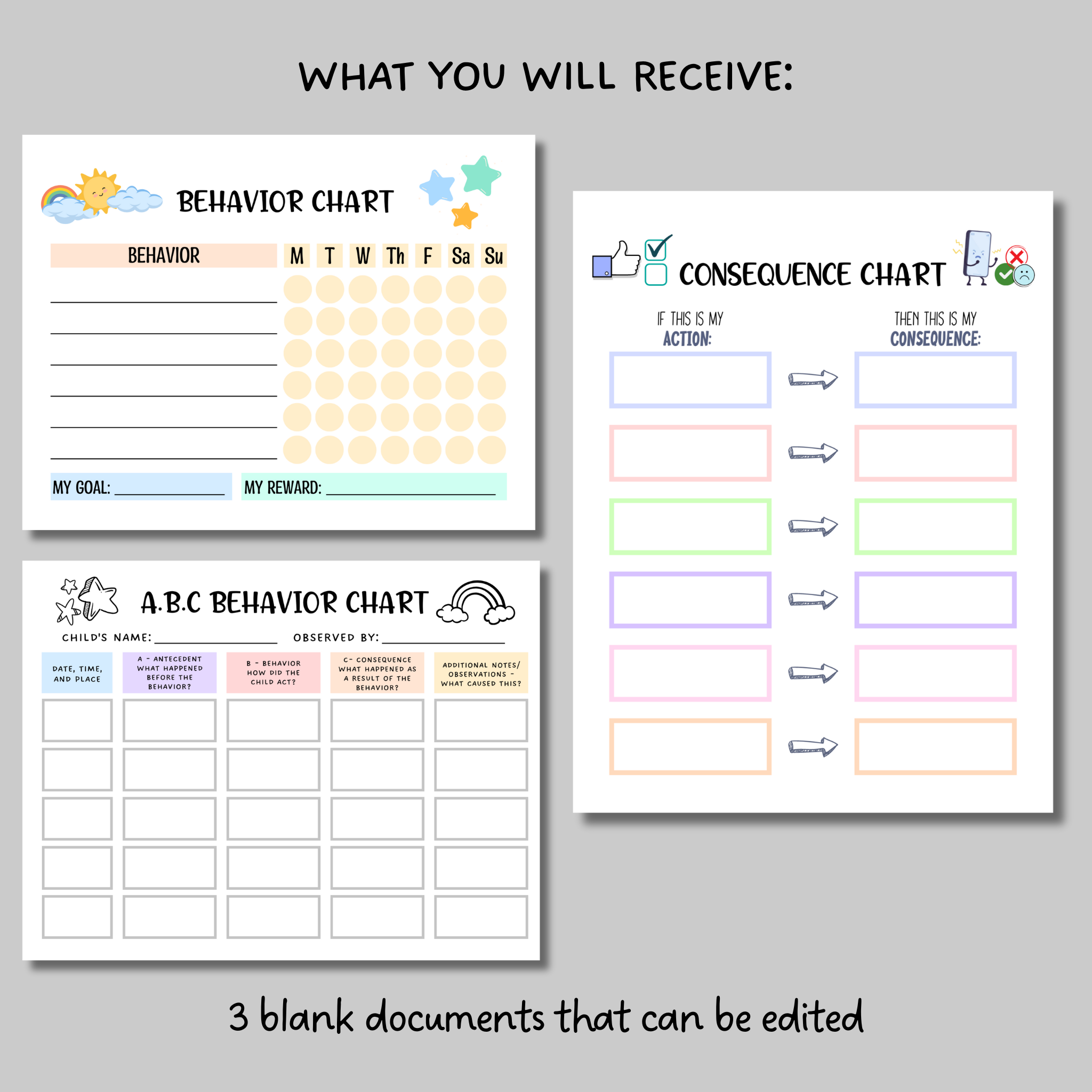 Editable Behavior Consequence Chart For Kids, Printable Toddler Behavi ...