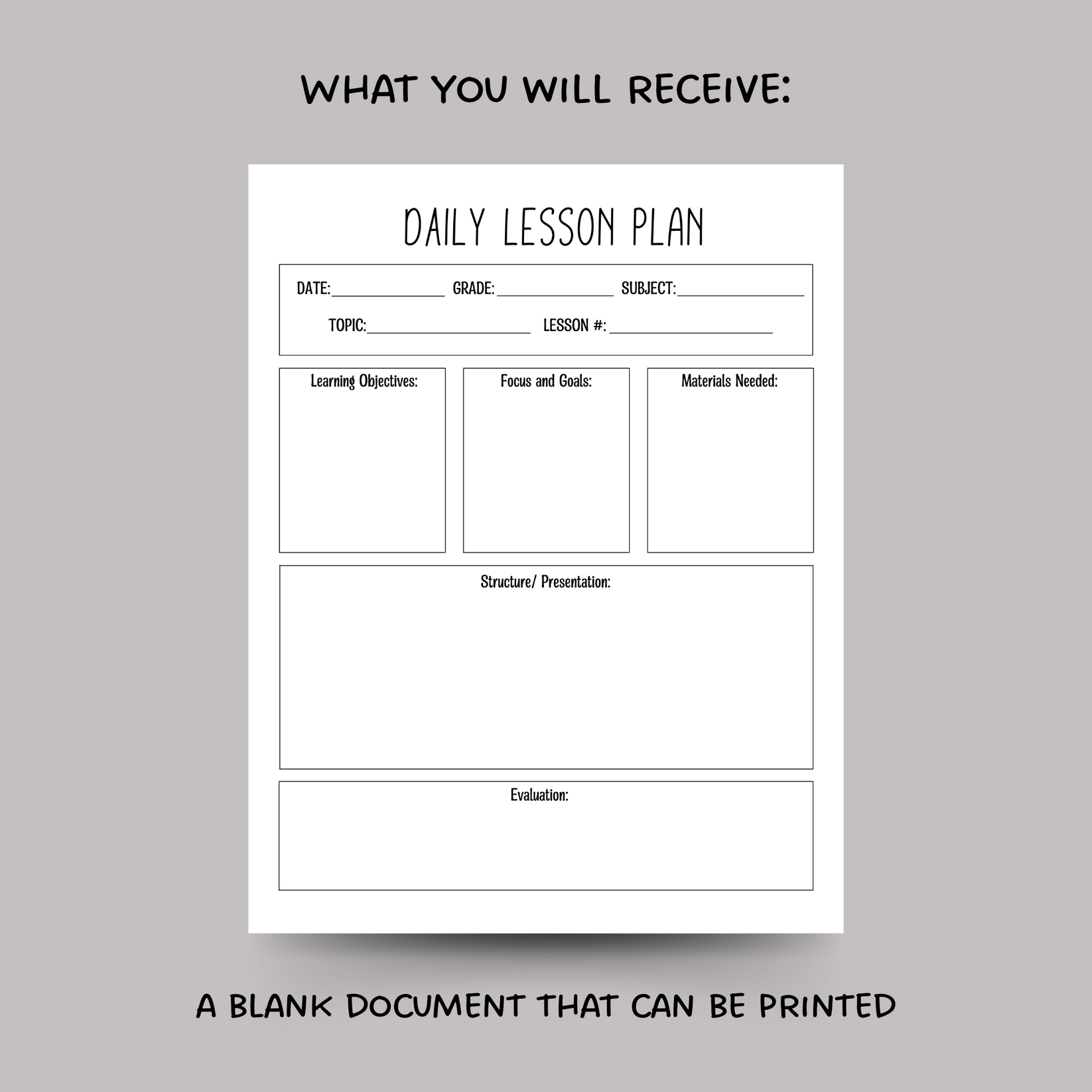 Daily Lesson Plan Template Printable, Simple Minimalist Lesson Planner ...